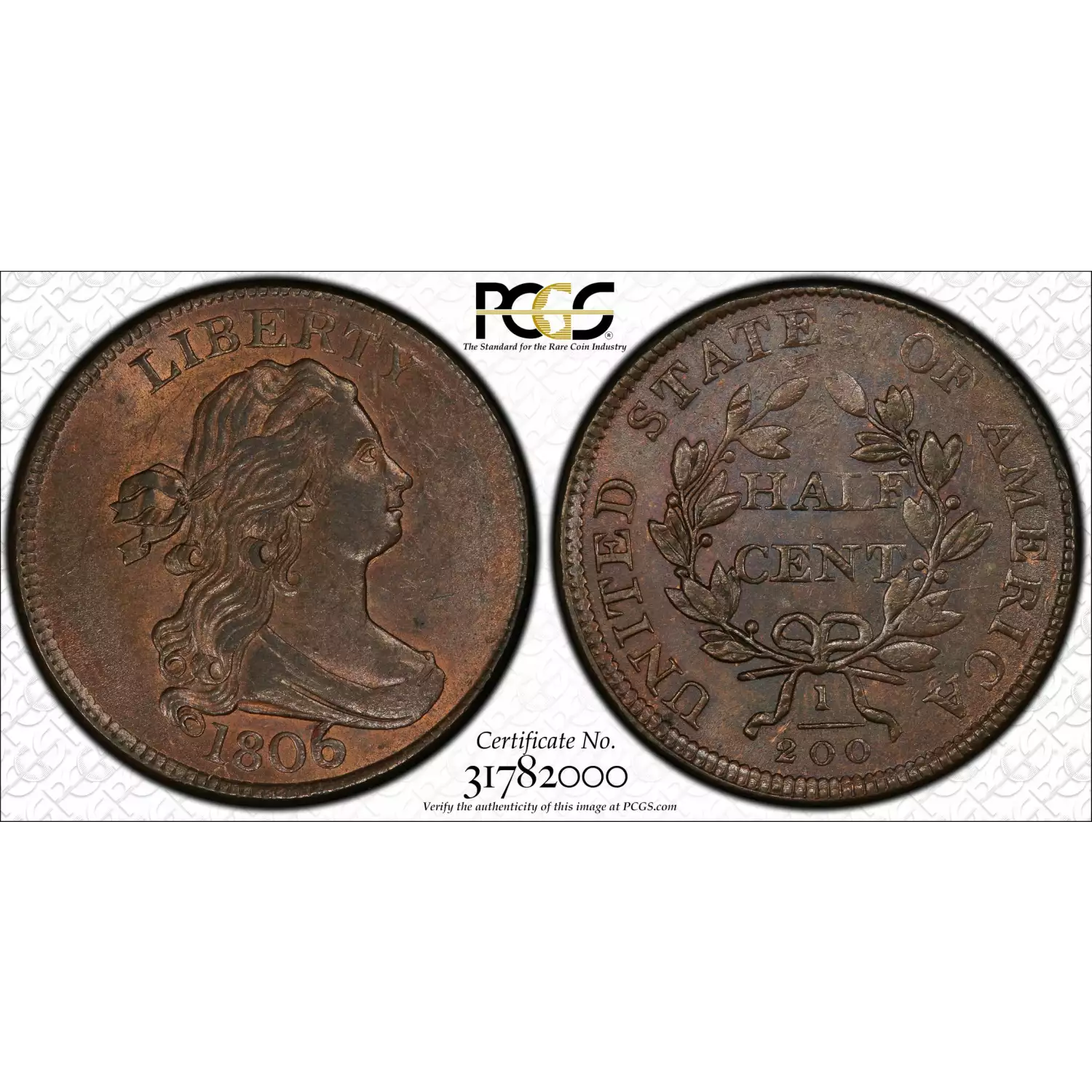 1806-PHILADELPHIA Large 6, Stems Cohen 4 BN PCGS MS-62 - Kearney Coin ...