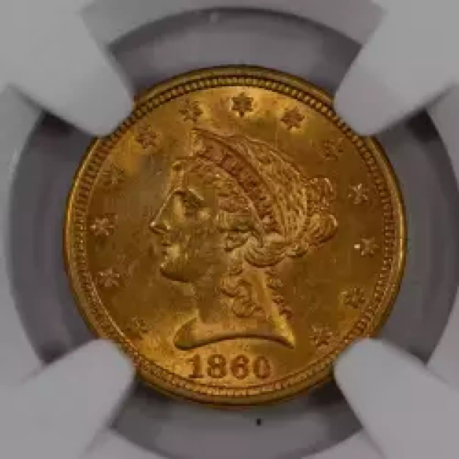 1860-PHILADELPHIA $2.50 Gold Liberty Head Quarter Eagle NGC MS-61 ...
