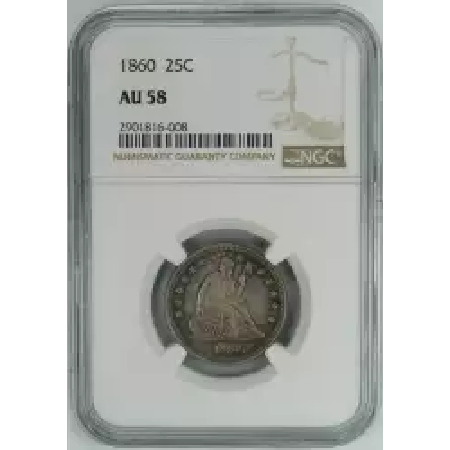 1860-PHILADELPHIA Seated Liberty Quarter NGC AU-58 - Kearney Coin Center