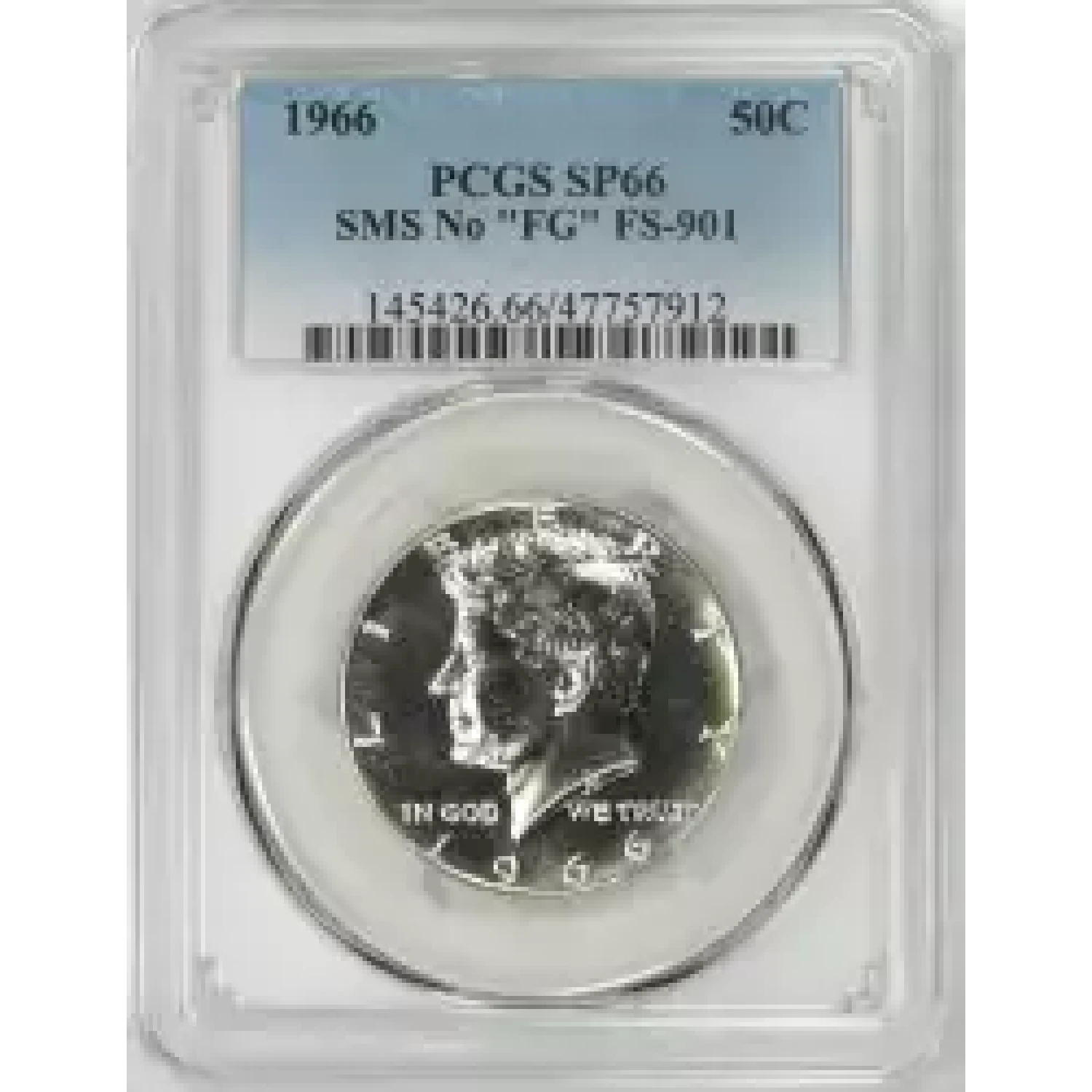 1966-PHILADELPHIA Half Dollars Kennedy Clad PCGS SP-66 SMS No "FG" FS ...